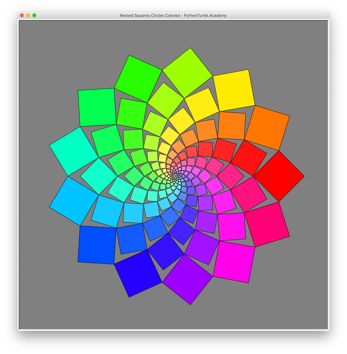 Colored Nested Circle Of Squares With Python And Turtle Python And Turtle